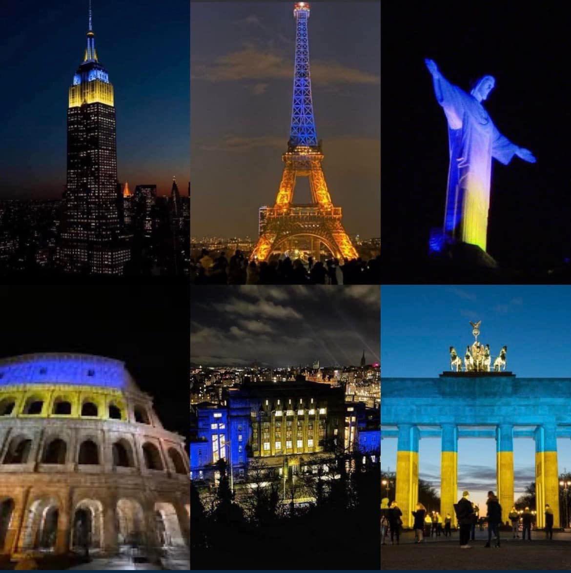 Landmarks Around The World Glow Blue and Yellow In Support of Ukraine ...